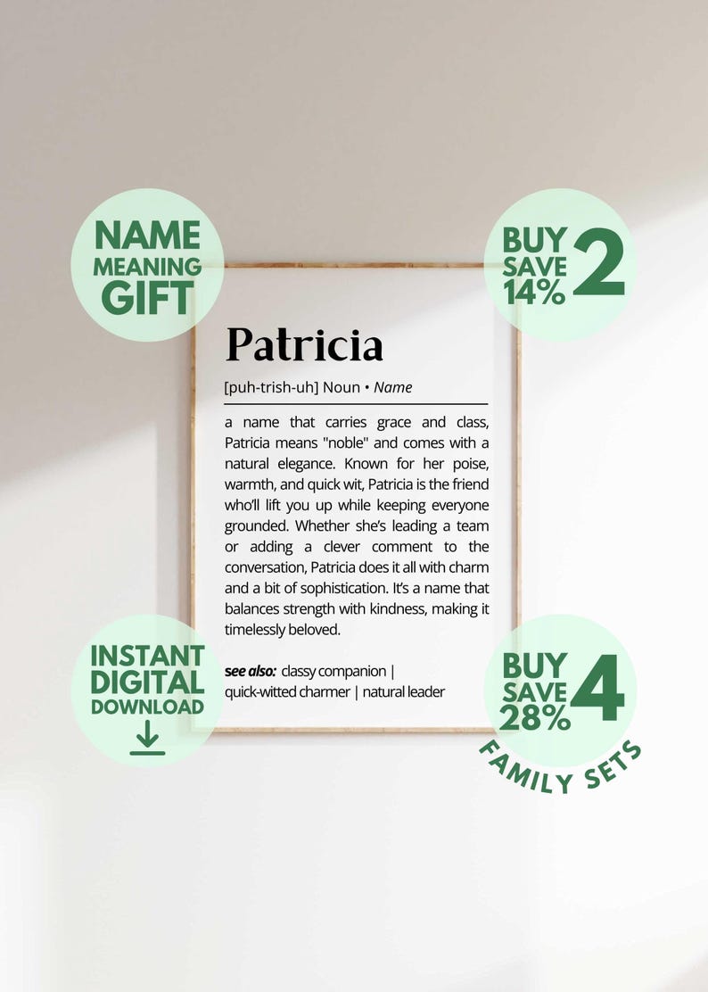 Patricia Name Meaning Print | Personalized Gift | Nursery Wall Art ...