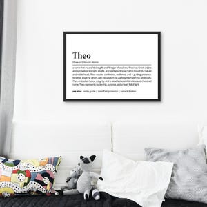 Theo Name Meaning Print | Personalized Gift | Nursery Wall Art ...