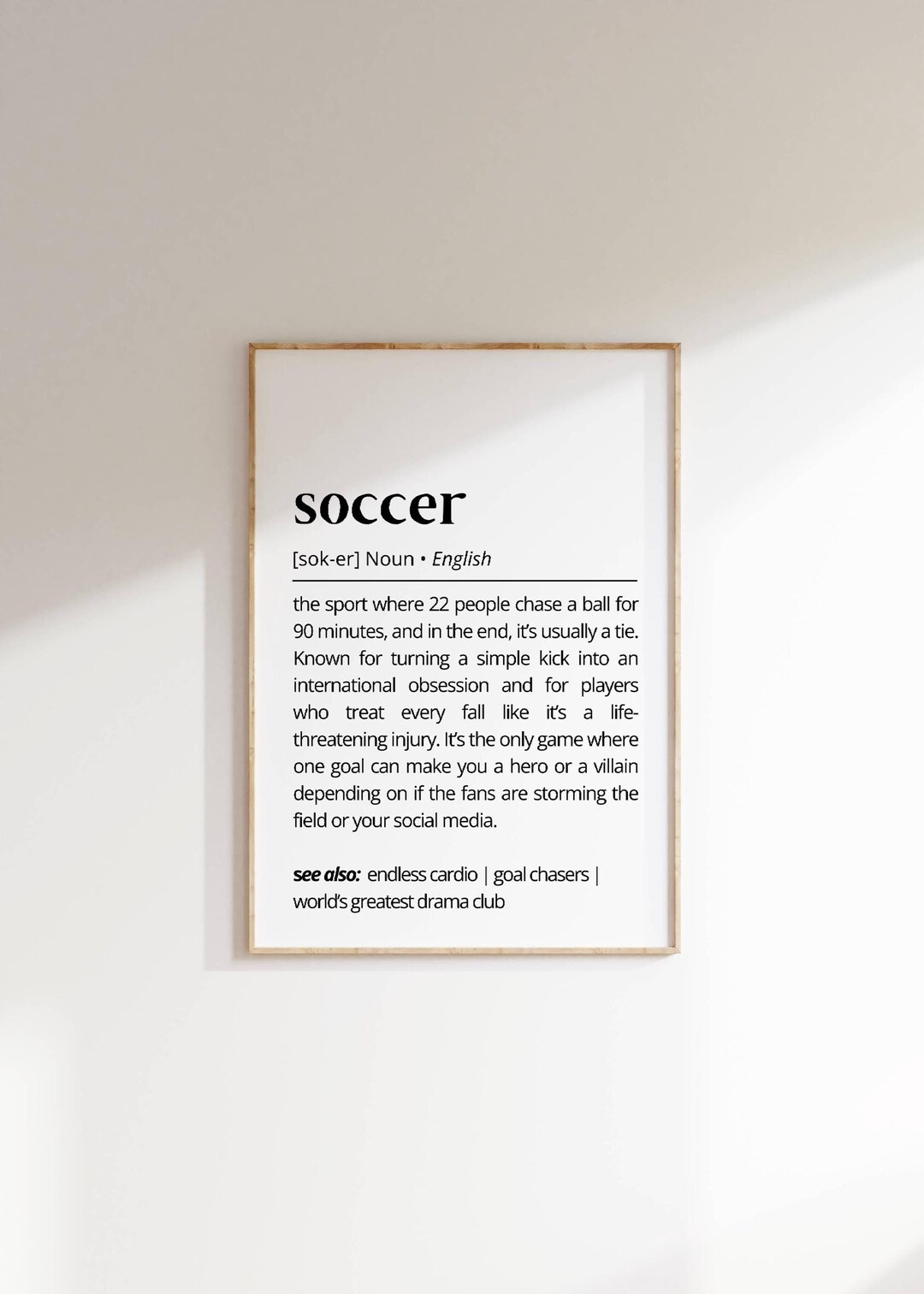 Soccer Definition Wall Art Funny Soccer Print Sports Lover Gift Unique ...