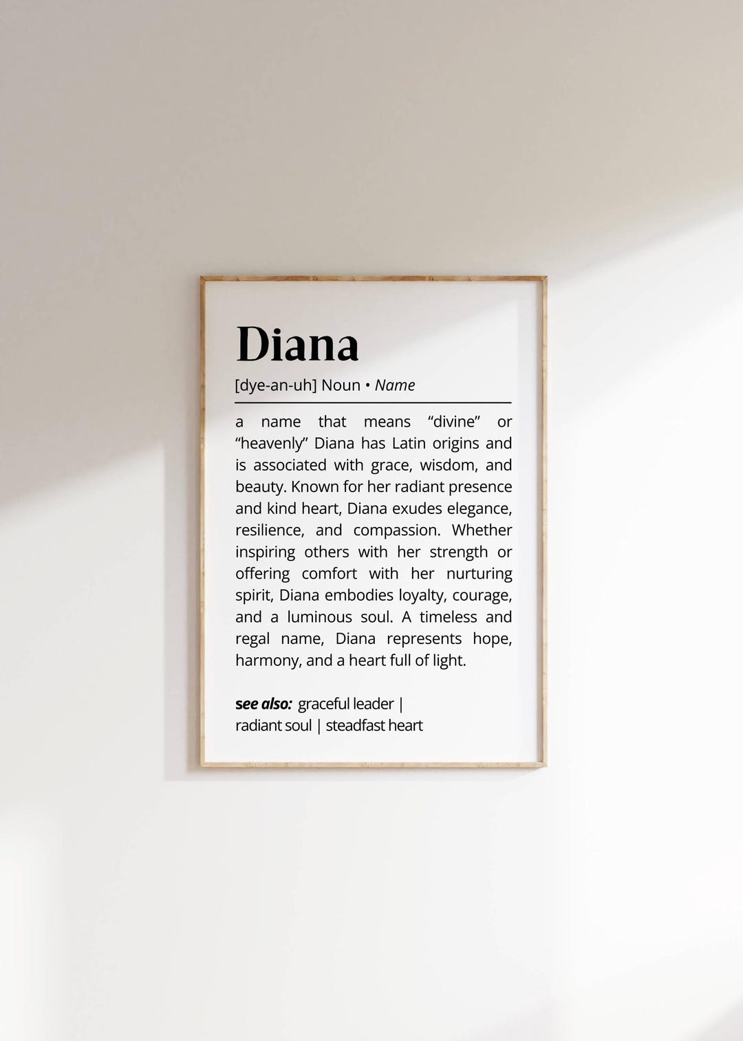 Diana Name Definition Wall Art Personalized Name Meaning Minimalist ...