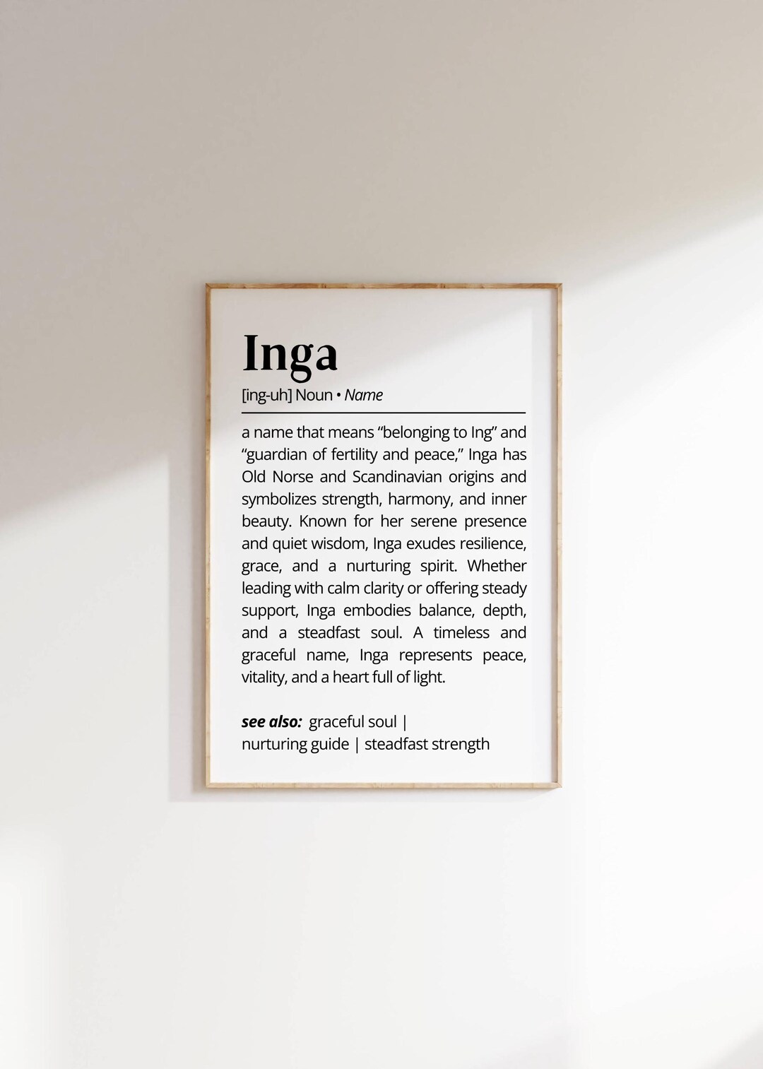 Inga Name Meaning Print | Personalized Gift | Nursery Wall Art ...