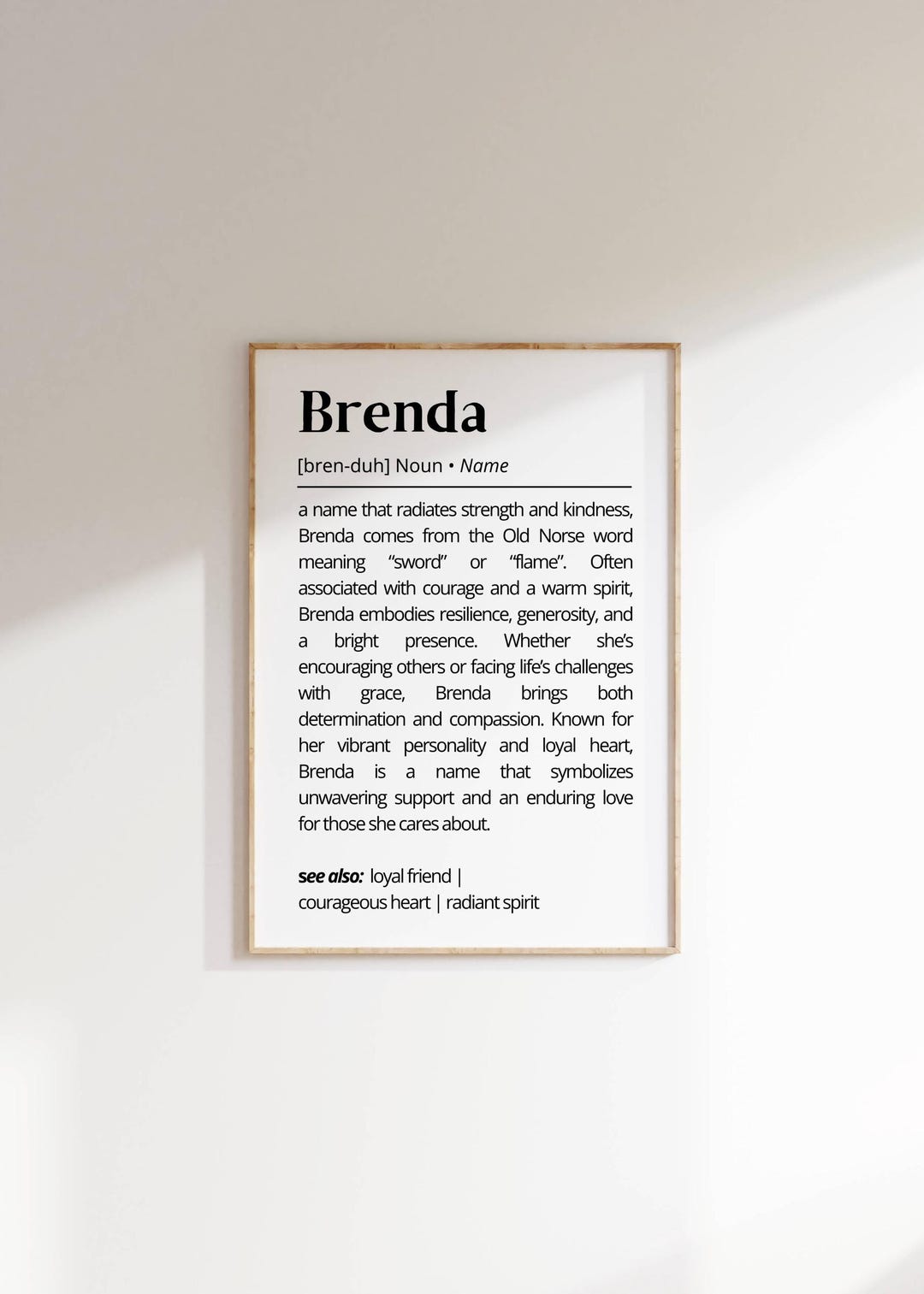 Brenda Name Definition Wall Art Printable Personalized Name Art Poster Minimalist Name Meaning ...