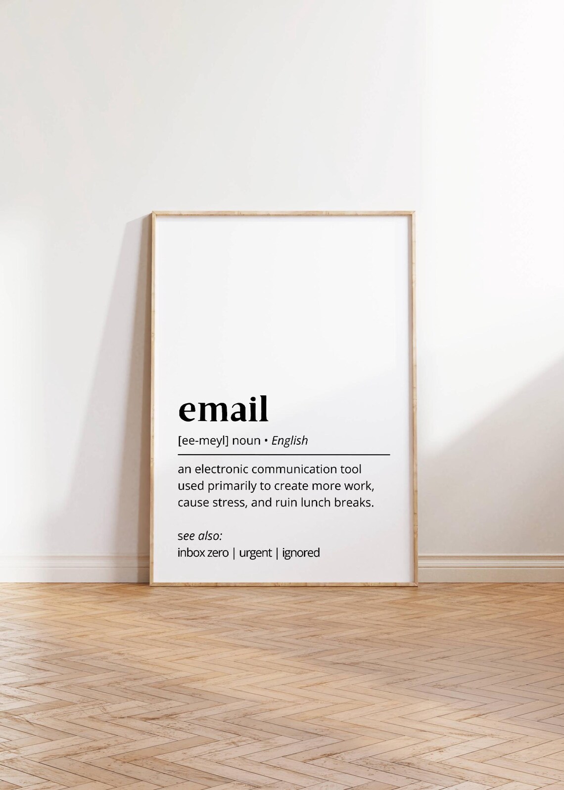 Funny Email Definition Print Office Humor Wall Art Inbox Zero Stress ...