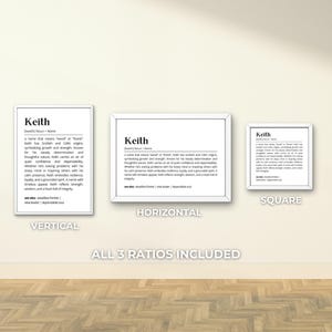 Keith Name Definition Wall Art Personalized Name Meaning Poster Unique ...