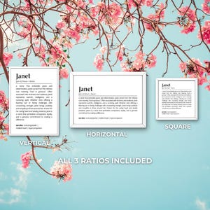 Janet Name Definition Wall Art Personalized Gift Printable Name Meaning ...
