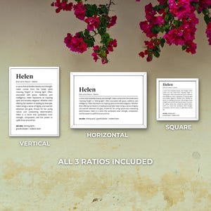 Helen Name Definition Wall Art Printable Name Typography as Art ...