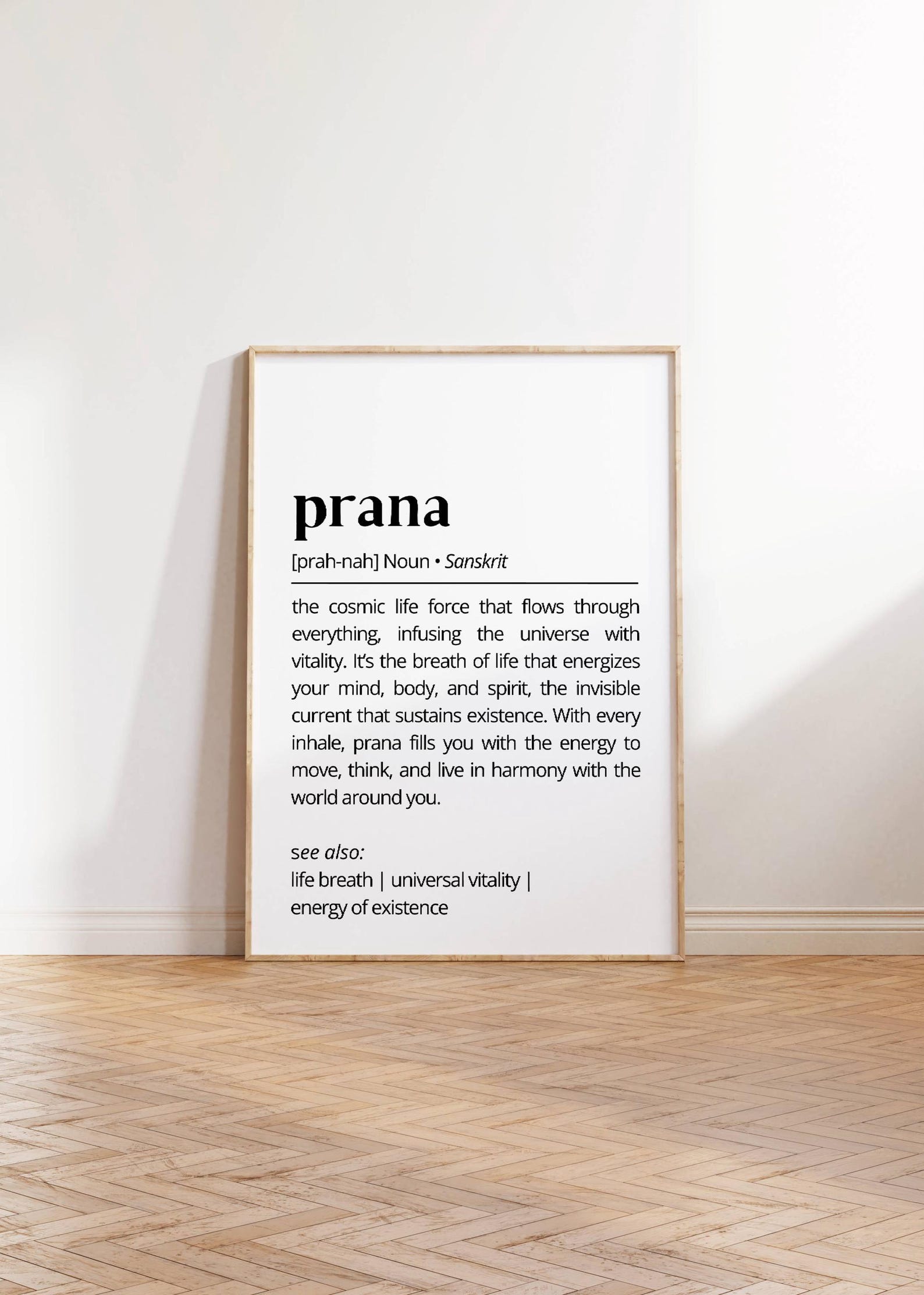 Prana Definition Wall Art Life Force Sanskrit Cosmic Vitality Inspirational Spiritual Energy ...