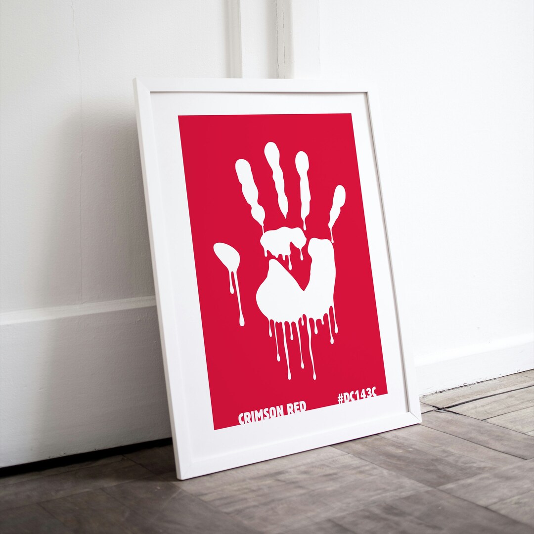 Crimson Red Handprint Poster: Minimalist Wall Art (digital Download) - Etsy