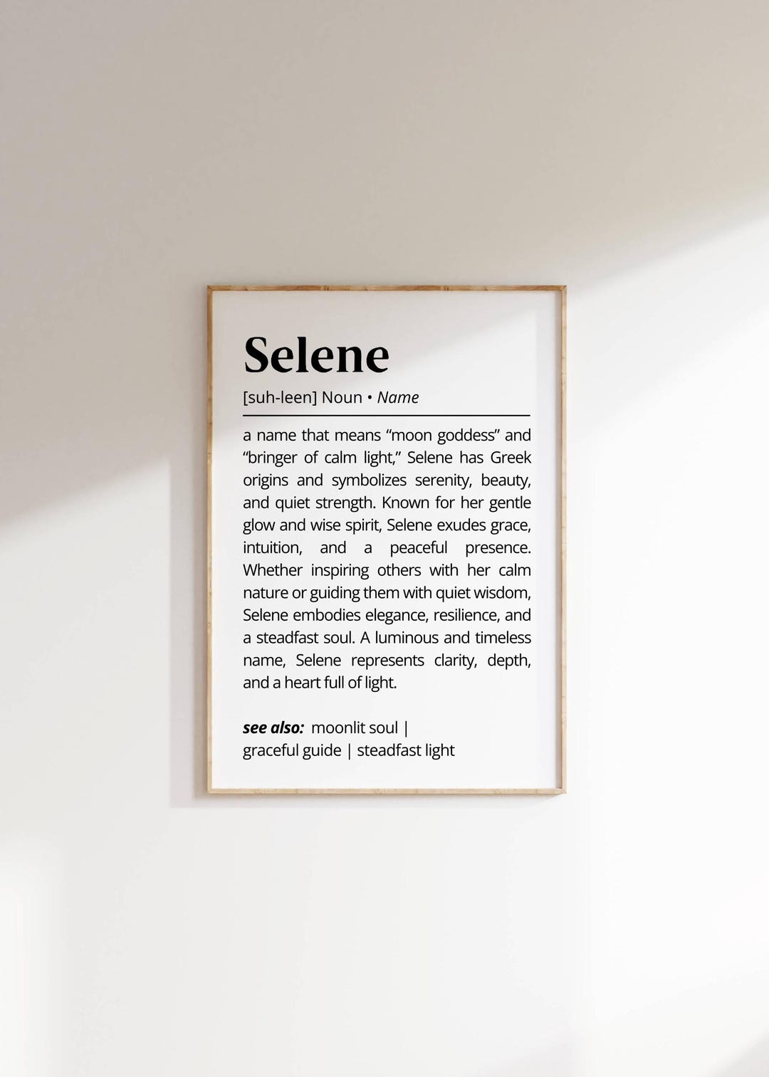 Selene Name Definition Wall Art Personalized Name Meaning Gift ...