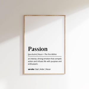 Passion Definition Wall Art Gift for Her Motivation Quote Inspo ...