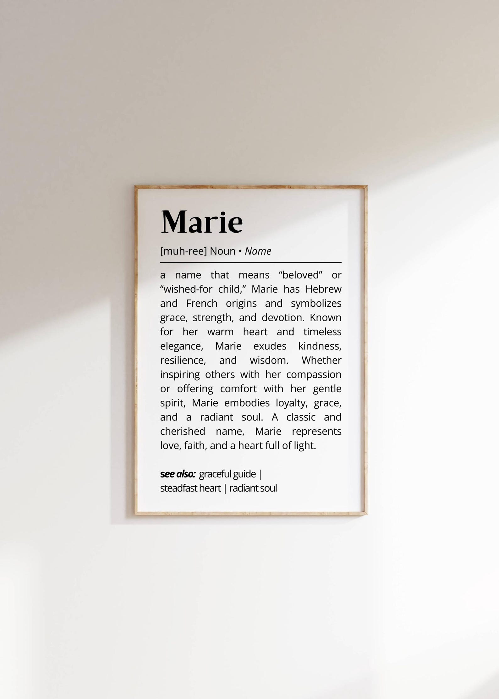 Marie Name Meaning Print | Personalized Gift | Nursery Wall Art ...