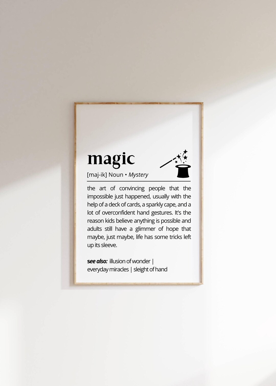 Magic Definition Wall Art Print Whimsical Typography Poster for Kids ...