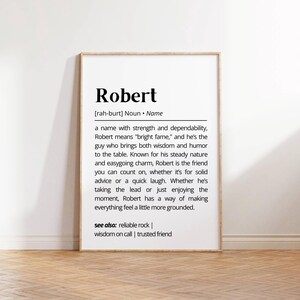 Robert Name Definition Wall Art Personalized Robert Name Meaning Print ...