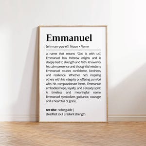 Emmanuel Name Definition Wall Art Typography Art Decor Minimalist Name ...