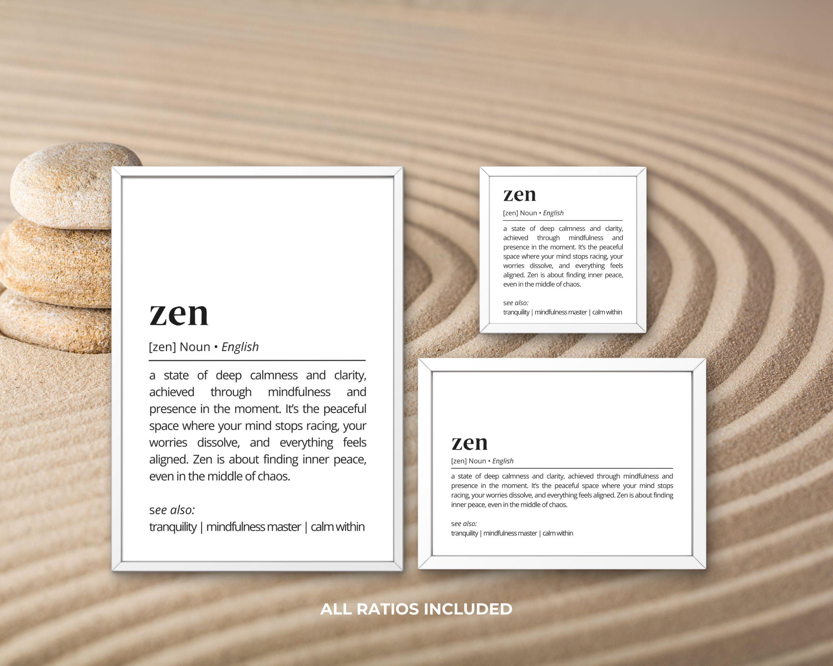 Zen Definition Print: Minimalist Mindfulness Wall Art (digital Download ...