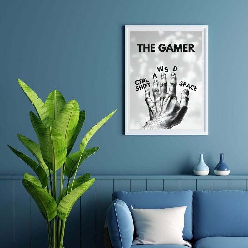 Gamer Hand Illustration Poster: WSAD Keys Gaming Art (digital Download ...