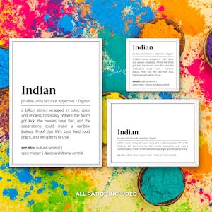 Indian Definition Wall Art Print Colorful Cultural Poster Indian ...