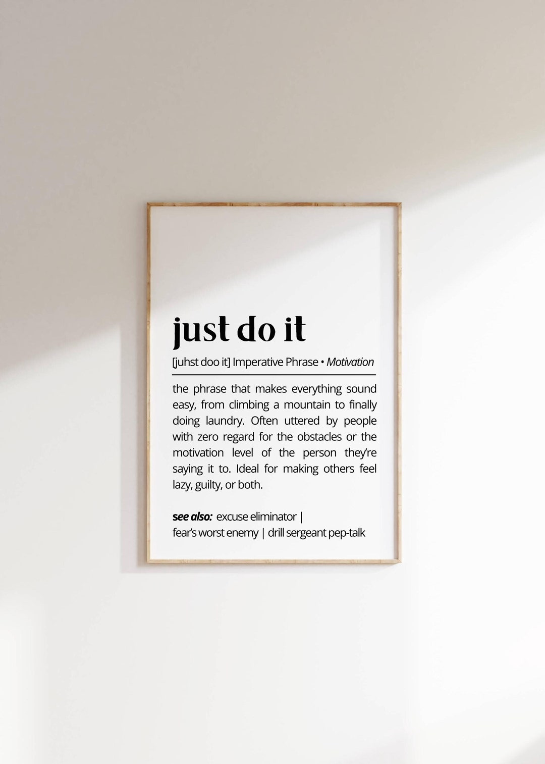 Just Do It Definition Wall Art Print Funny Motivational Poster ...