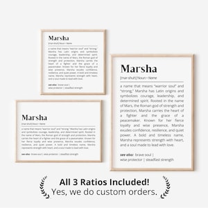 Marsha Name Meaning Print | Personalized Gift | Nursery Wall Art ...
