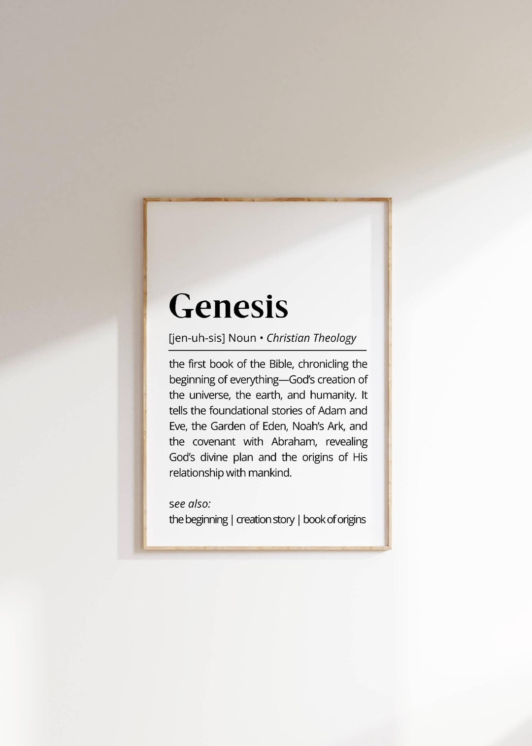 Genesis Definition Print: Christian Bible Theology Wall Art (digital ...