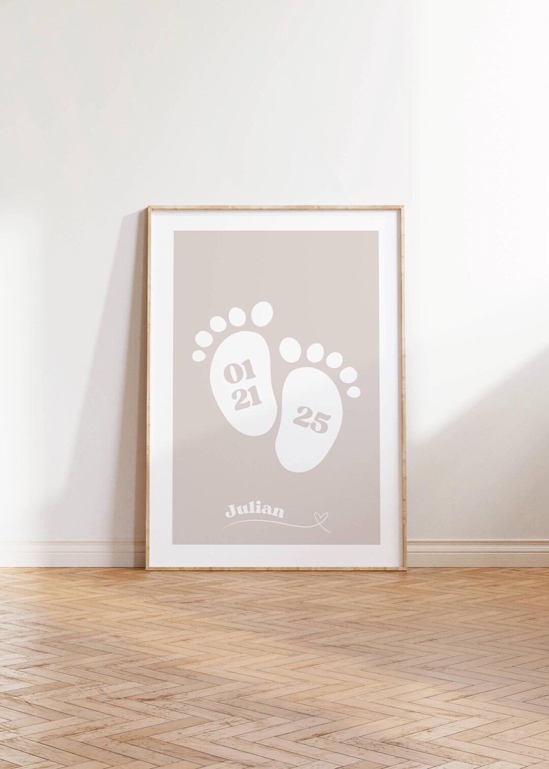 Personalized Baby Birth Print Minimalist Footprint Wall Art Custom ...