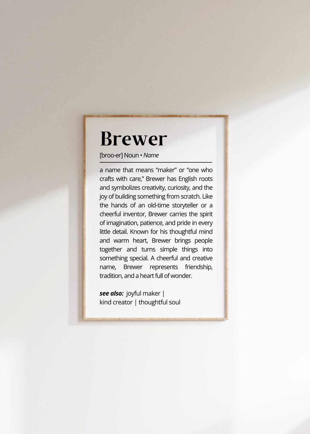 Brewer Name Definition Print: Personalized Typography Wall Art (digital ...