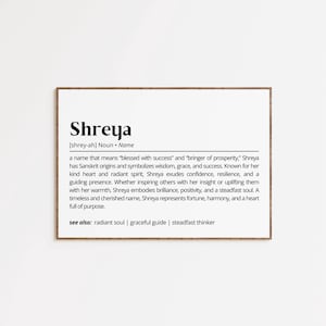 Shreya Name Meaning Print | Personalized Gift | Nursery Wall Art ...