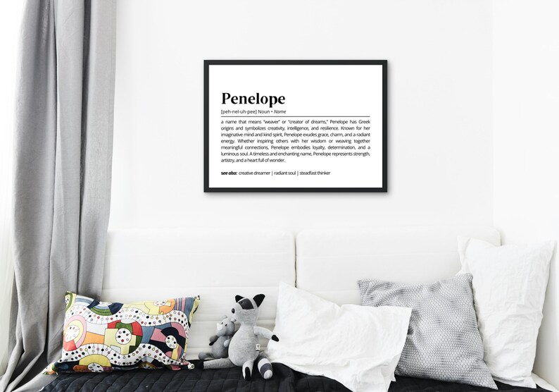 Penelope Name Meaning Print | Personalized Gift | Nursery Wall Art ...