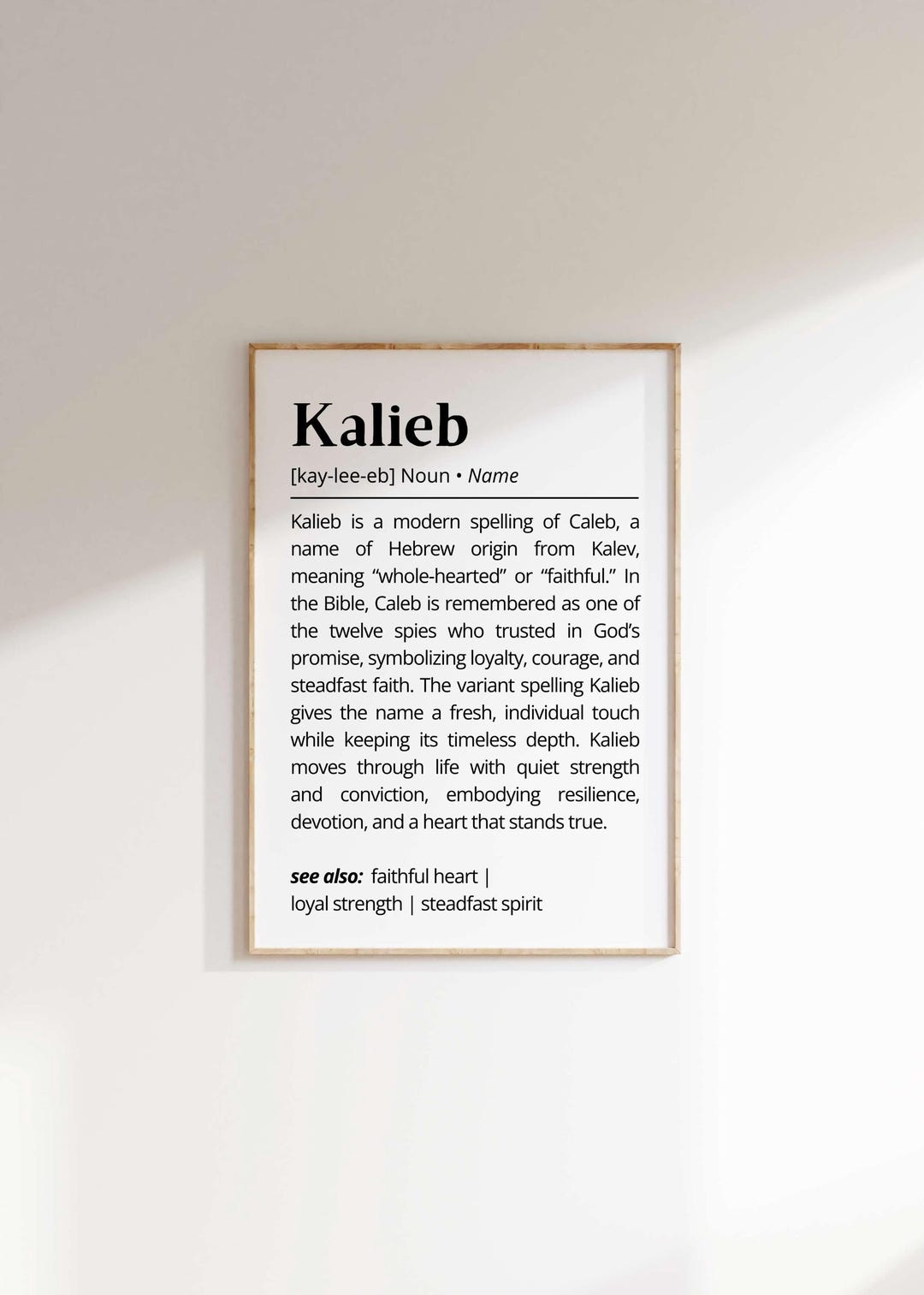 Kalieb Name Meaning Print | Personalized Gift | Nursery Wall Art ...