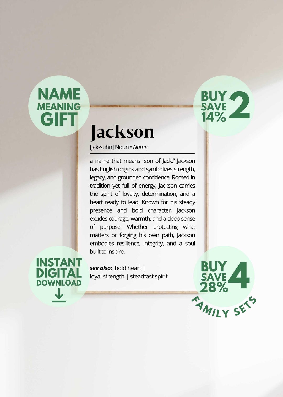 Jackson Name Meaning Print | Personalized Gift | Nursery Wall Art ...