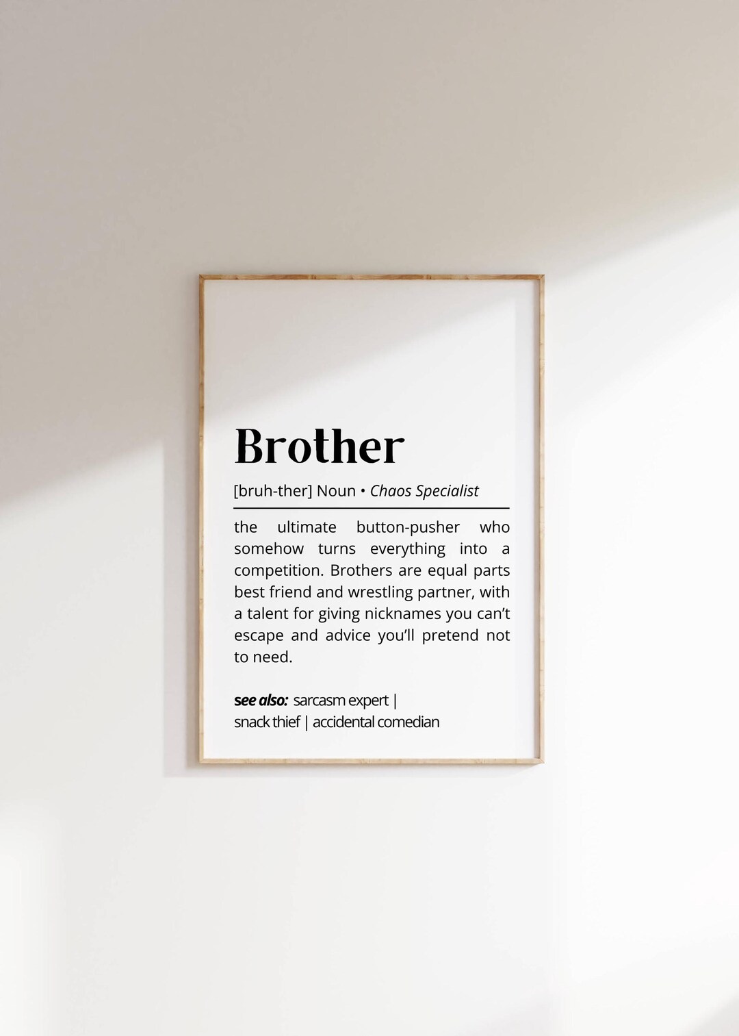 Brother Definition Wall Art Personalized Gift Poster Printable Gift for ...