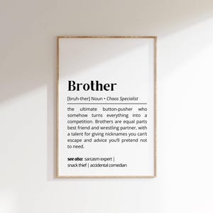 Brother Definition Wall Art Personalized Gift Poster Printable Gift for ...