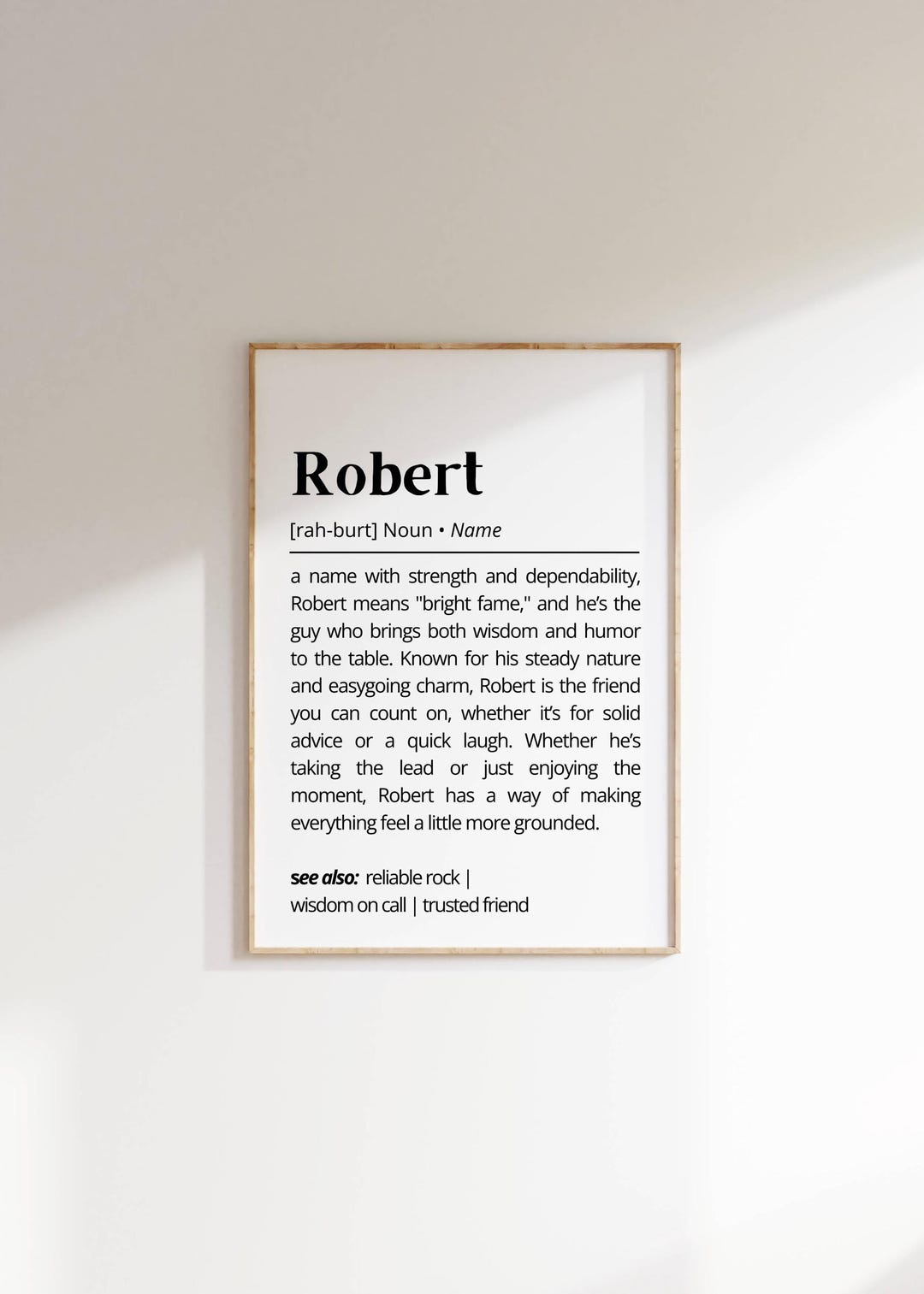 Robert Name Definition Wall Art Personalized Robert Name Meaning Print ...