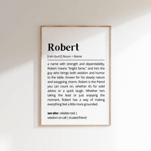 Robert Name Definition Wall Art Personalized Robert Name Meaning Print ...