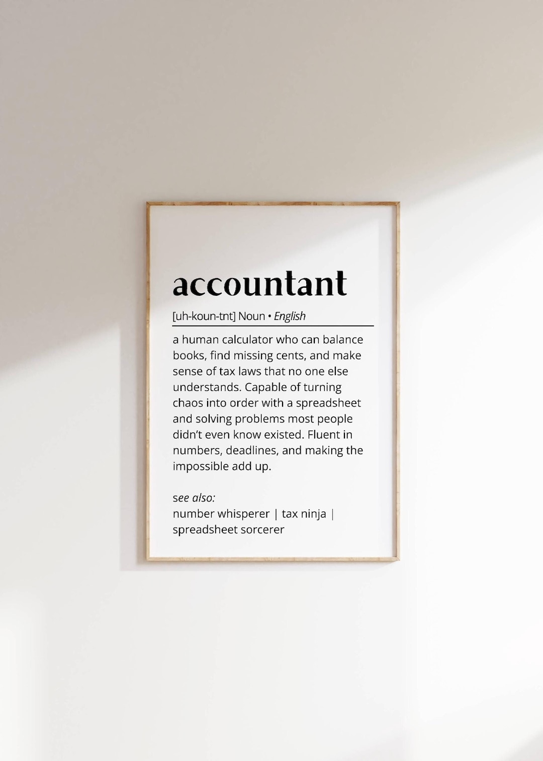 Accountant Definition Wall Art Funny Accountant Gift Office Decor ...