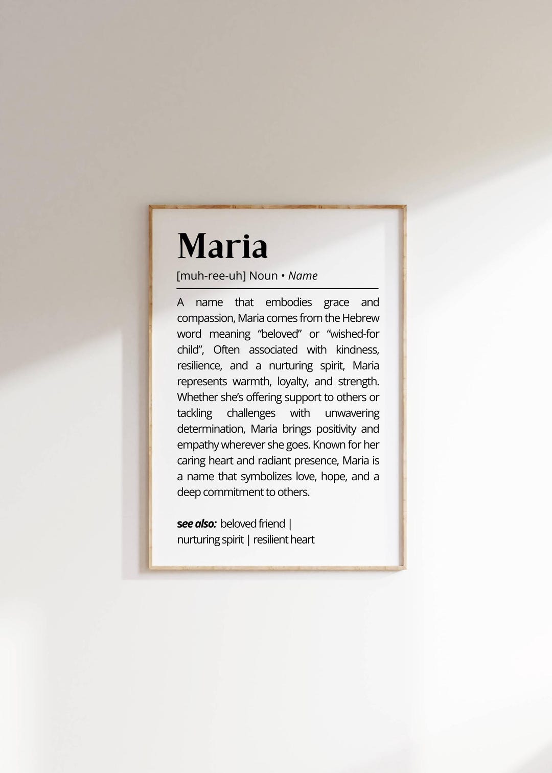 Maria Name Definition Wall Art Personalized Gift Printable Unique ...