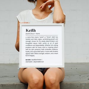 Keith Name Definition Wall Art Personalized Name Meaning Poster Unique ...