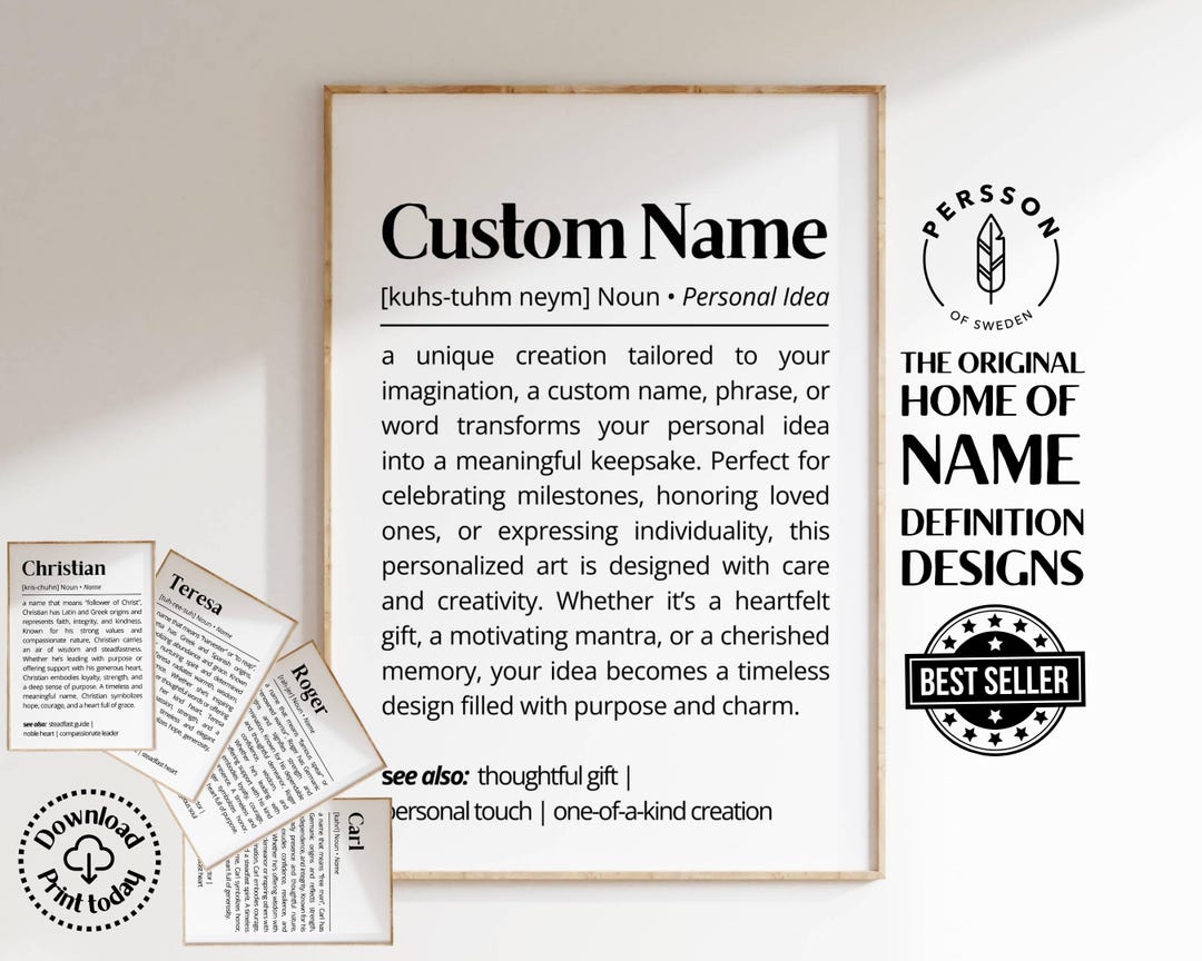 Custom Name Word or Phrase Definition Personalized Gift Print ...