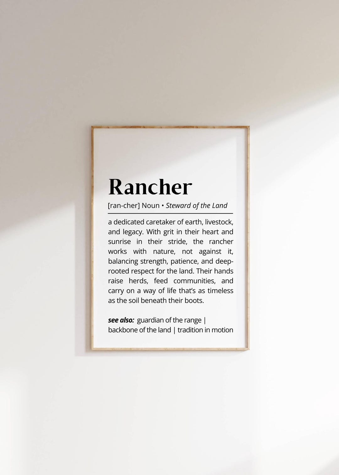 Rancher Definition Wall Art Western Farmhouse Printable Rustic ...
