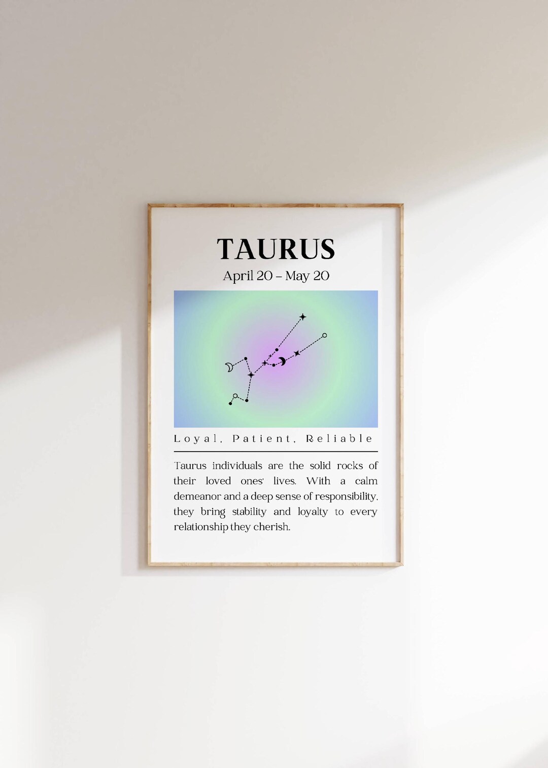 Taurus Zodiac Constellation Printable Wall Art Astrology Taurus Poster ...