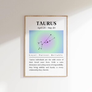 Taurus Zodiac Constellation Printable Wall Art Astrology Taurus Poster ...