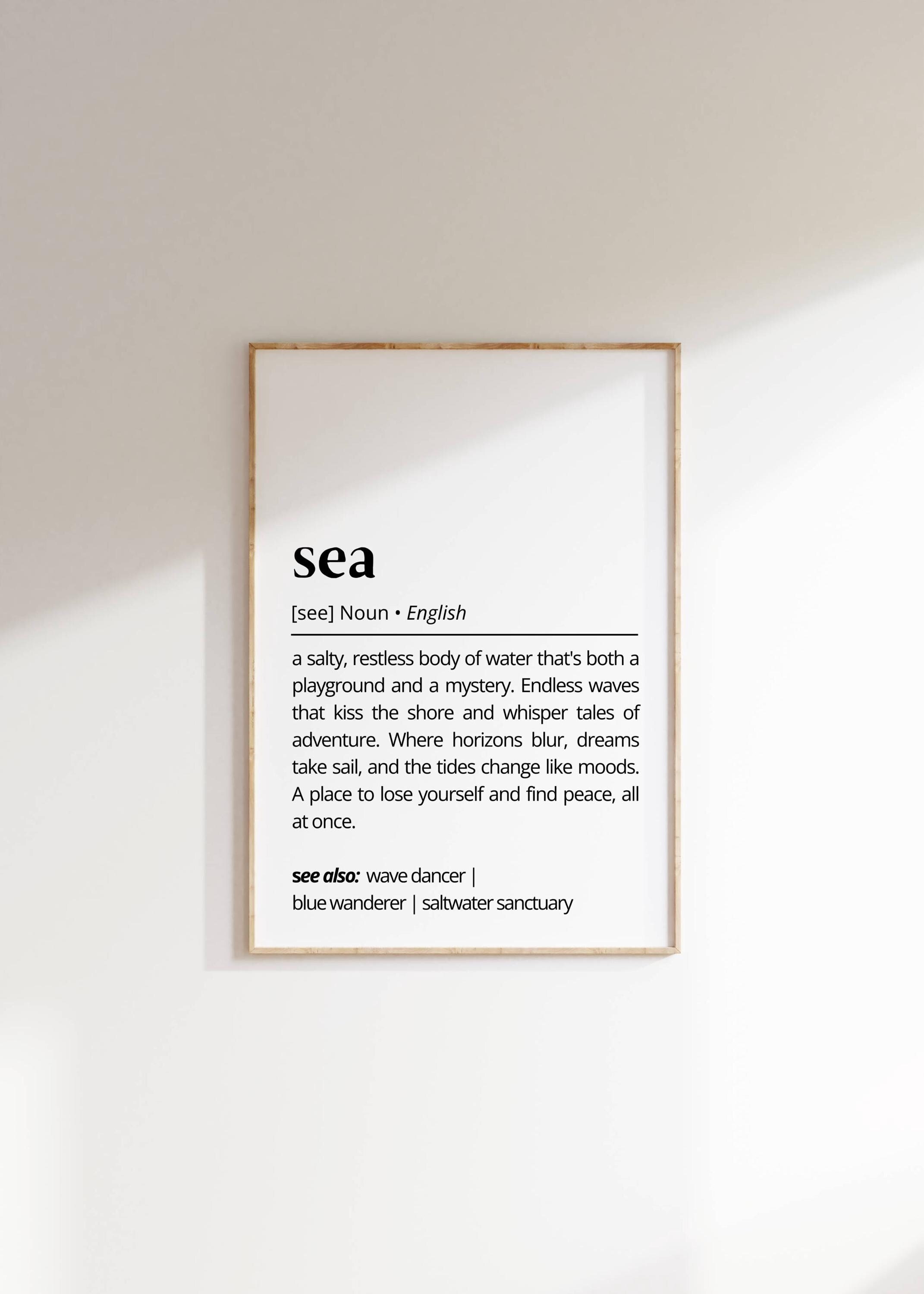 Sea Definition Print: Coastal Ocean Quote Art (digital Download) - Etsy