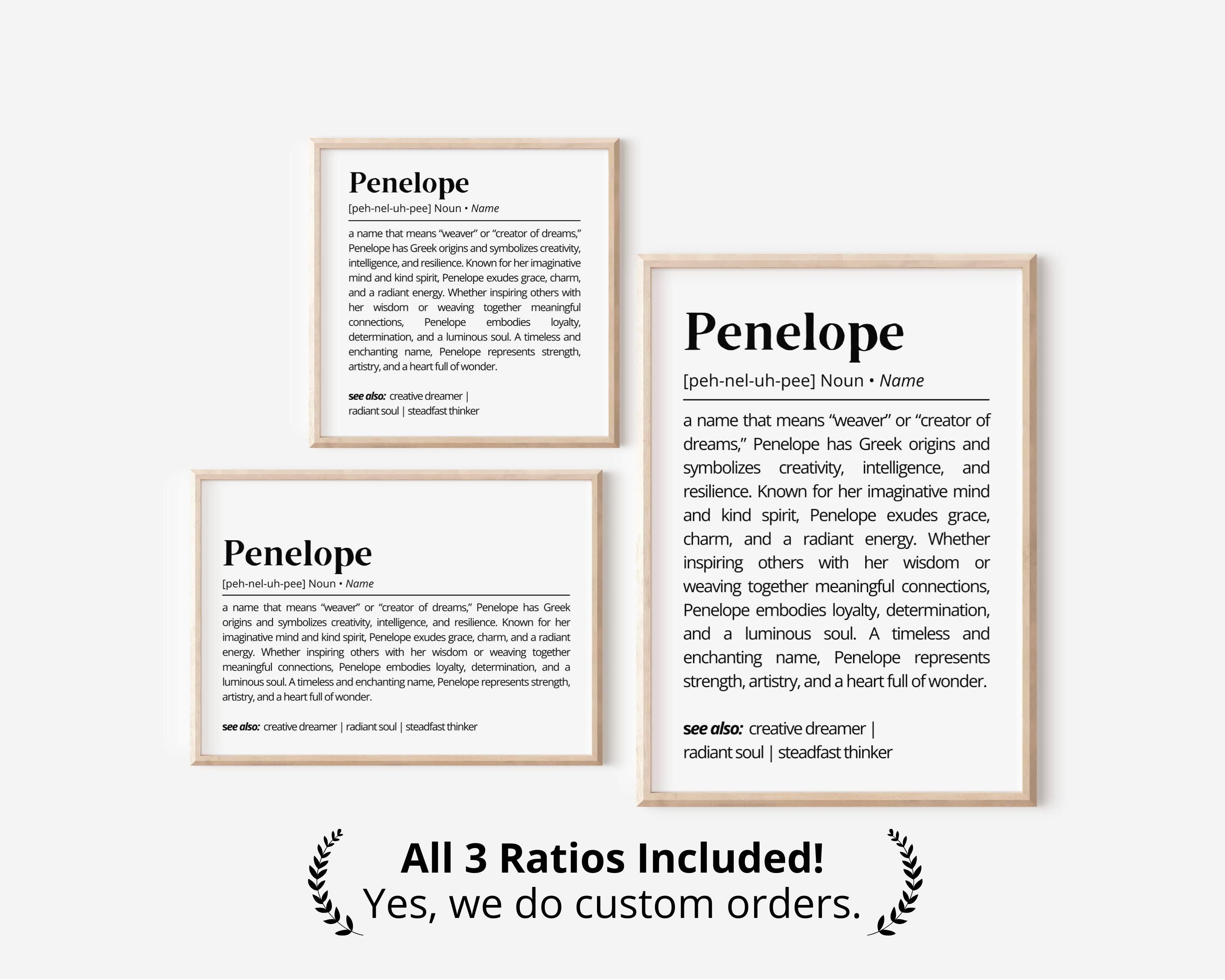 Penelope Name Meaning Print | Personalized Gift | Nursery Wall Art ...