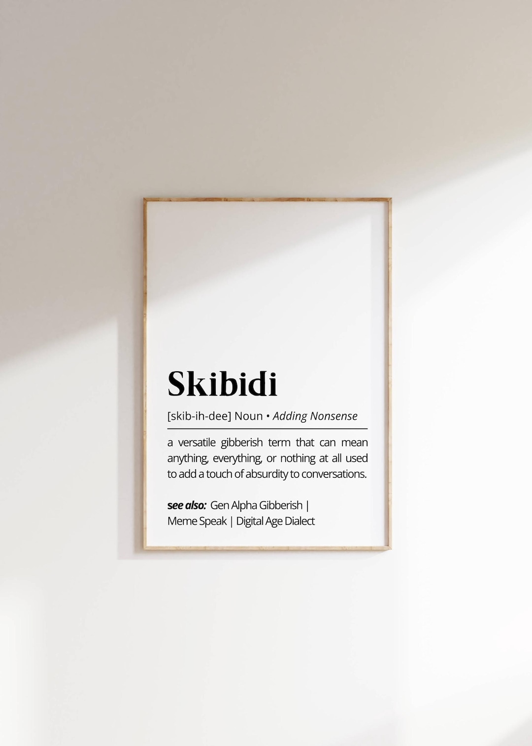 Skibidi Definition Print: Funny Gen Alpha Slang Meme Poster (digital ...