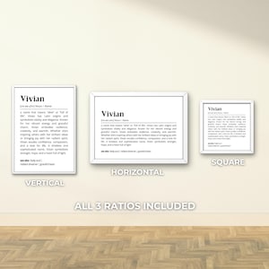 Vivian Name Definition Printable Wall Art Elegant Name Meaning Decor ...