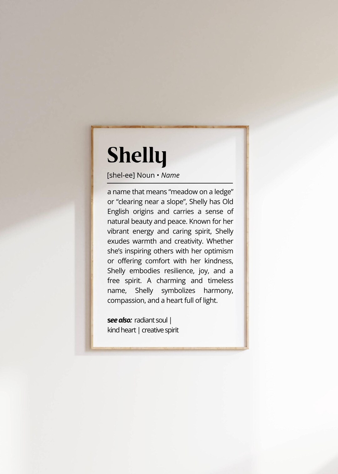 Shelly Name Definition Wall Art Personalized Name Meaning Printable ...