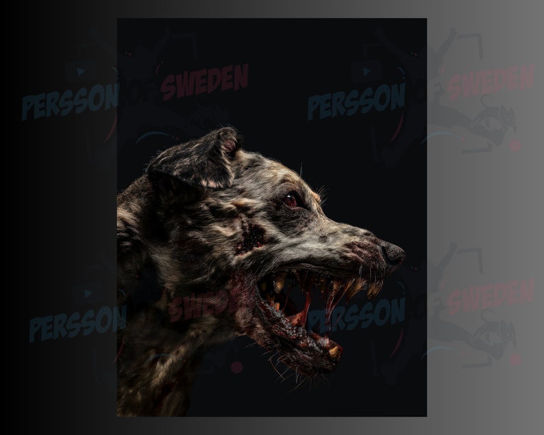 Zombie Dog Portrait PNG Digital, Creepy Canine Art, Spooky Pet Art ...
