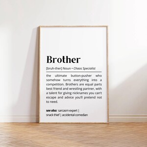 Brother Definition Wall Art Personalized Gift Poster Printable Gift for ...