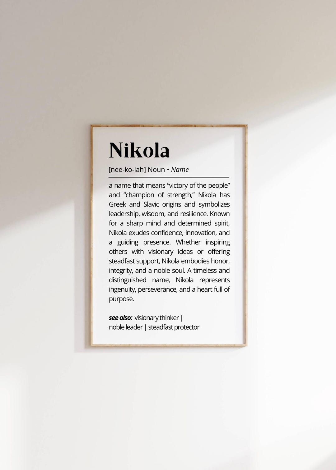 Nikola Name Meaning Print: Personalized Typography, Minimalist Decor ...