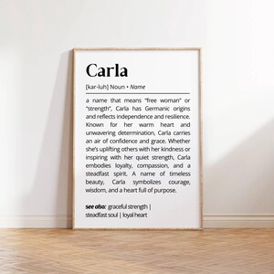 Carla Name Definition Wall Art Personalized Name Printable Gift for Her ...